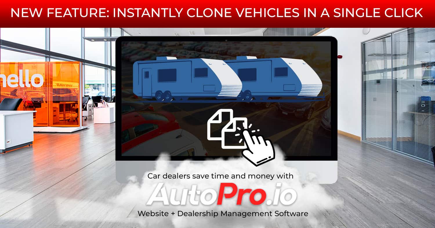 You can now clone a vehicle in AutoPro, thanks to a customer request ...